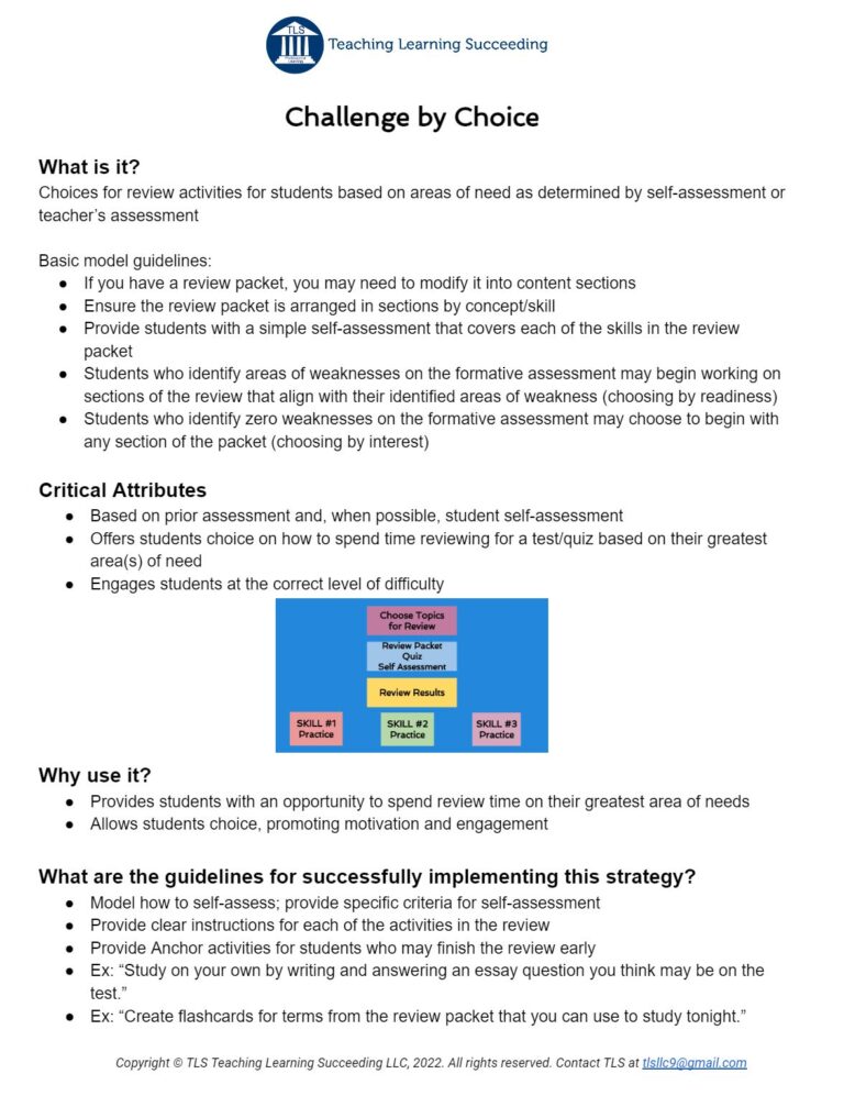 CbC – Strategy Description – TLS Teaching Learning Succeeding